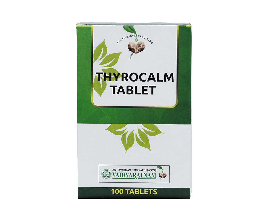Vaidyaratnam Thyrocalm Tablets 100 Nos | Hypothyroidism Support